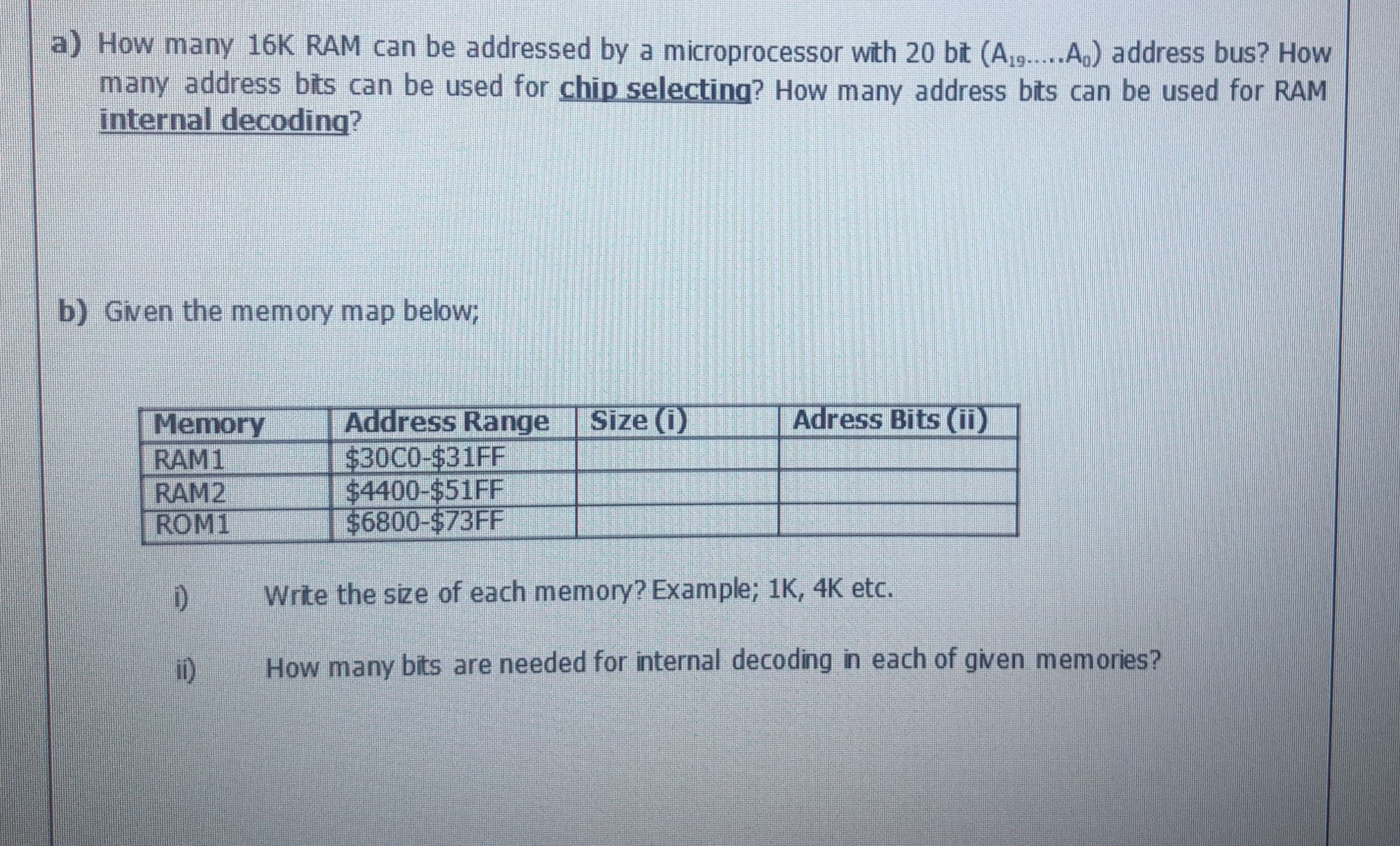 Solved a) How many 16 K RAM can be addressed by a | Chegg.com