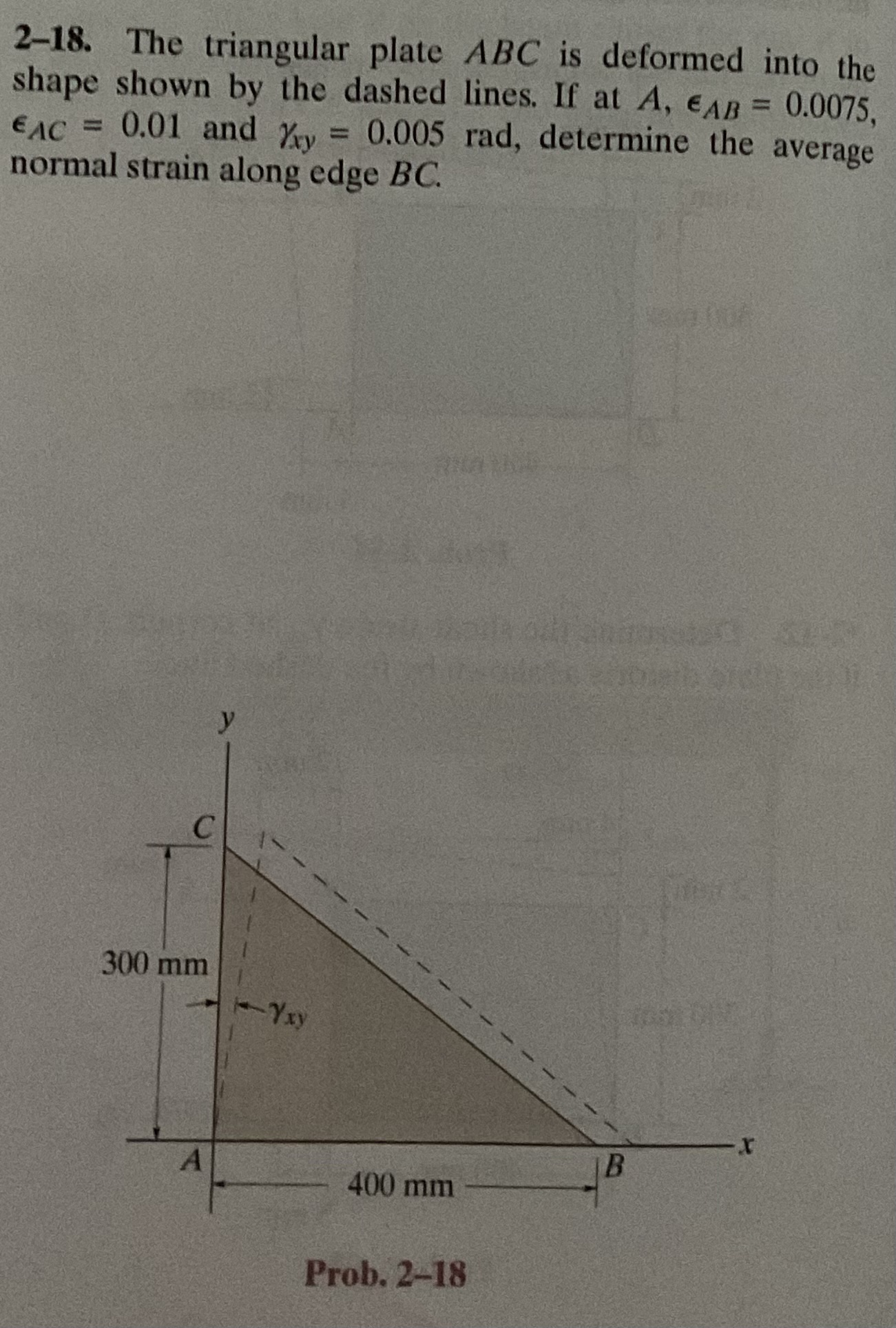 Solved 2-18. ﻿The triangular plate ABC is deformed into | Chegg.com