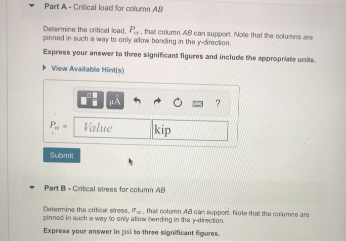 Solved Learning Goal: To analyze an ideal column with pin | Chegg.com