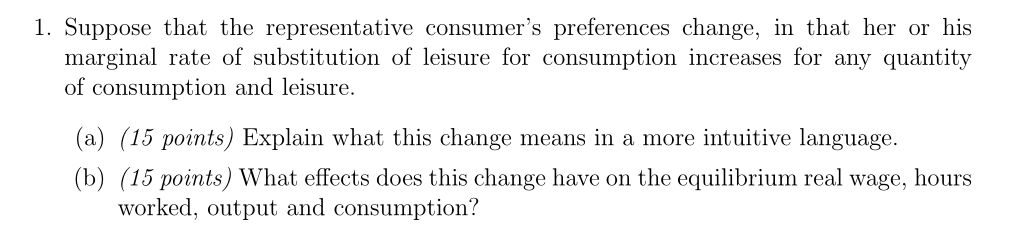 Solved 1. Suppose that the representative consumer's | Chegg.com