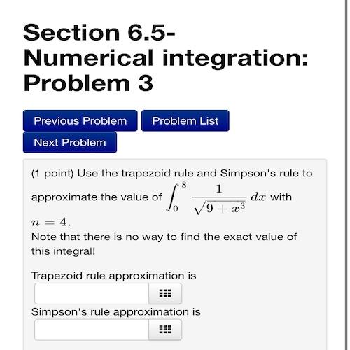 Solved Section 6.5- Numerical integration: Problem 3 (1 | Chegg.com