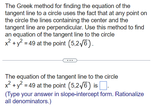 Solved The Greek method for finding the equation of the | Chegg.com Solved The Greek method for finding the equation of the | Chegg.com