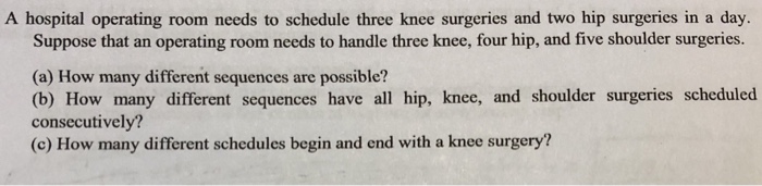 Solved A hospital operating room needs to schedule three | Chegg.com