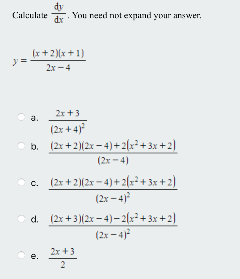 Solved Calculate dy dx You need not expand your answer. | Chegg.com