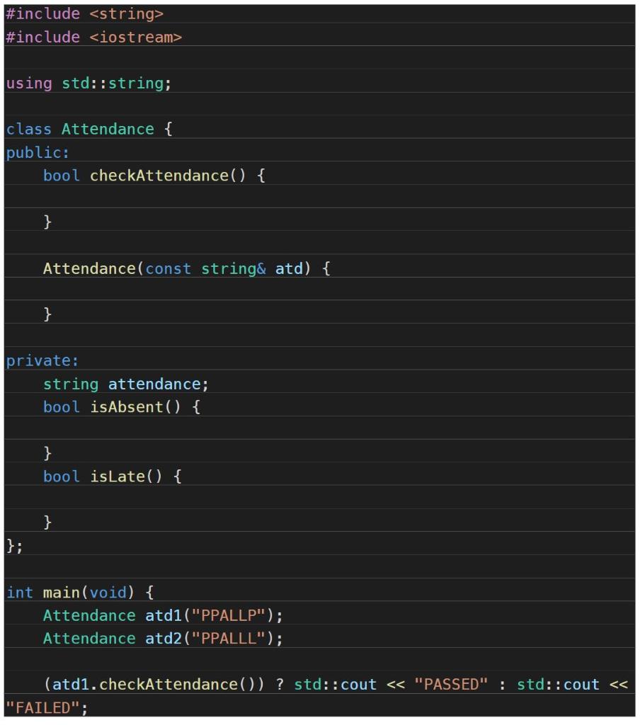 Solved in c++ please Consider the given class Attendance. | Chegg.com