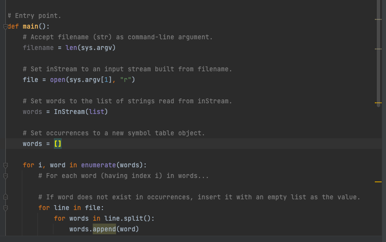 Solved \# Entry point. idef main(): \# Accept filename (str) | Chegg.com