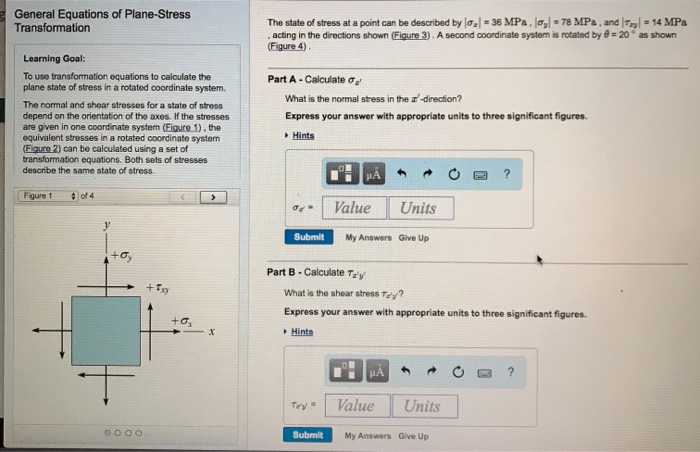 Solved General Equations of Plane-Stress Transformation The | Chegg.com