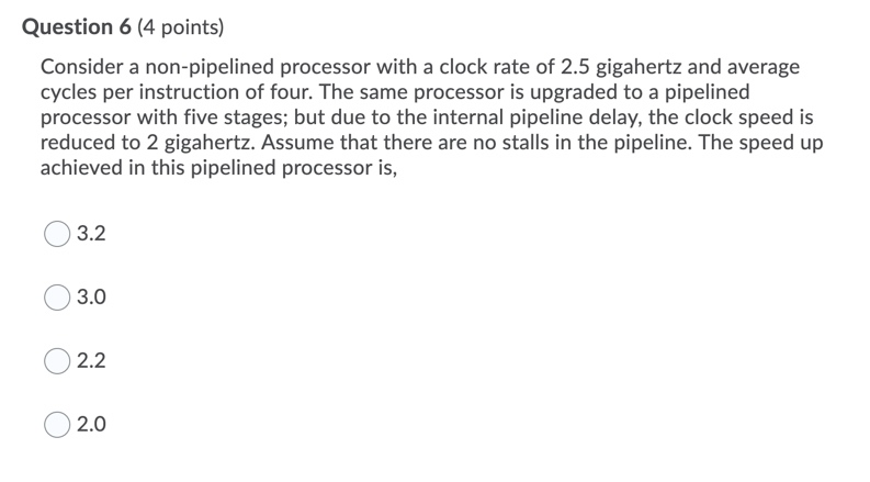 Solved Question 6 4 Points Consider A Non Pipelined