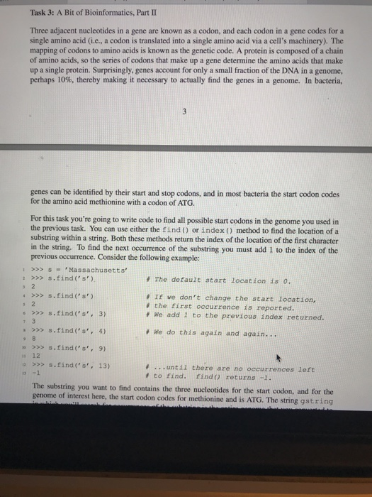 Solved Task 3: A Bit of Bioinformatics, Part II Three | Chegg.com