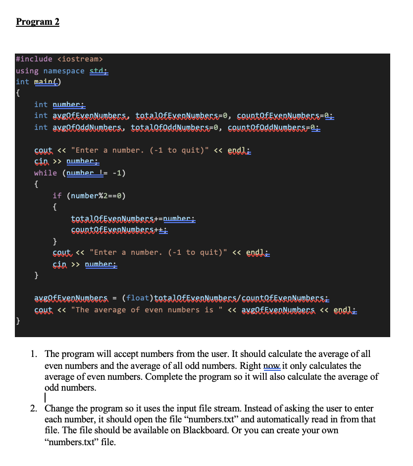 Solved Program 2 #include using namespace std; int main(.) | Chegg.com