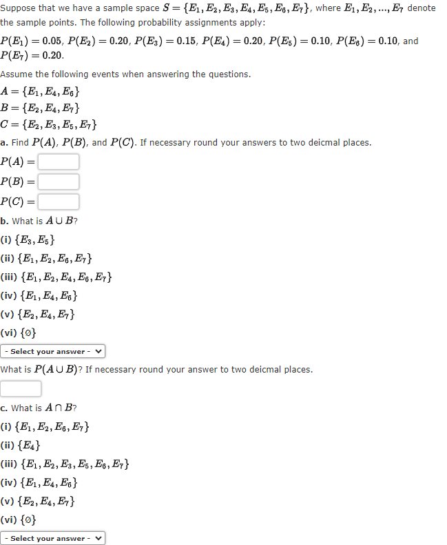 Solved Suppose that we have a sample space | Chegg.com