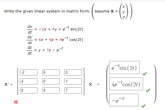 Solved Write the given linear system in matrix form. ( | Chegg.com