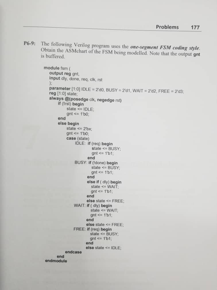 Solved Problems 177 P6-9: The following Verilog program uses | Chegg.com