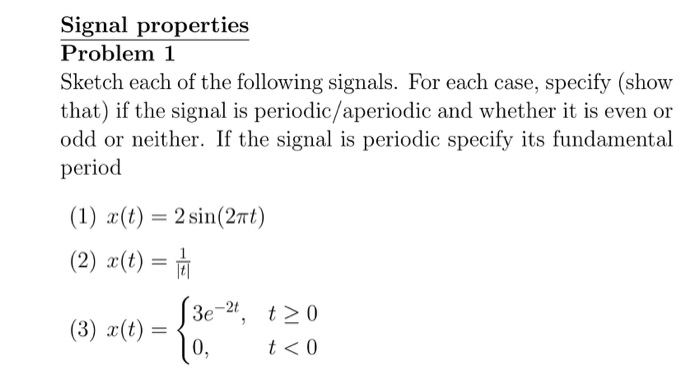 Solved Signal properties Problem 1 Sketch each of the | Chegg.com