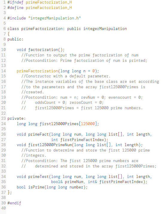 Solved Write the definitions of the functions of the class | Chegg.com