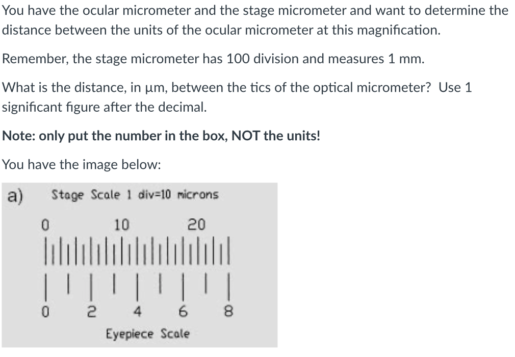 Solved You have the ocular micrometer and the stage | Chegg.com