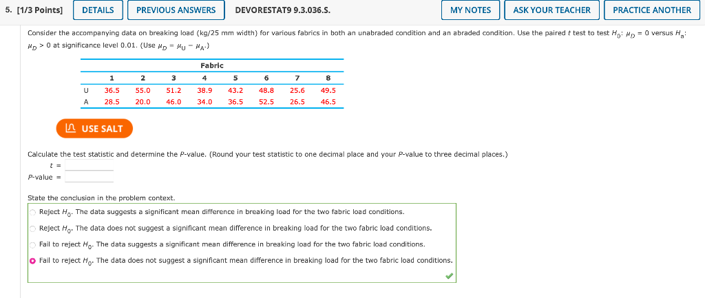 Solved 5. [1/3 Points] DETAILS PREVIOUS ANSWERS DEVORESTAT9 | Chegg.com