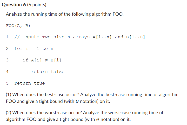 Solved Analyze the running time of the following algorithm | Chegg.com