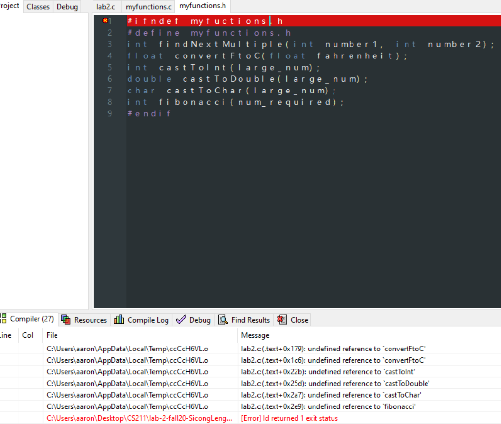 Solved "roject Classes Debug nu mber 2); lab2.c | Chegg.com