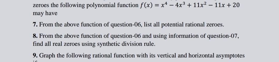 Solved zeroes the following polynomial function | Chegg.com