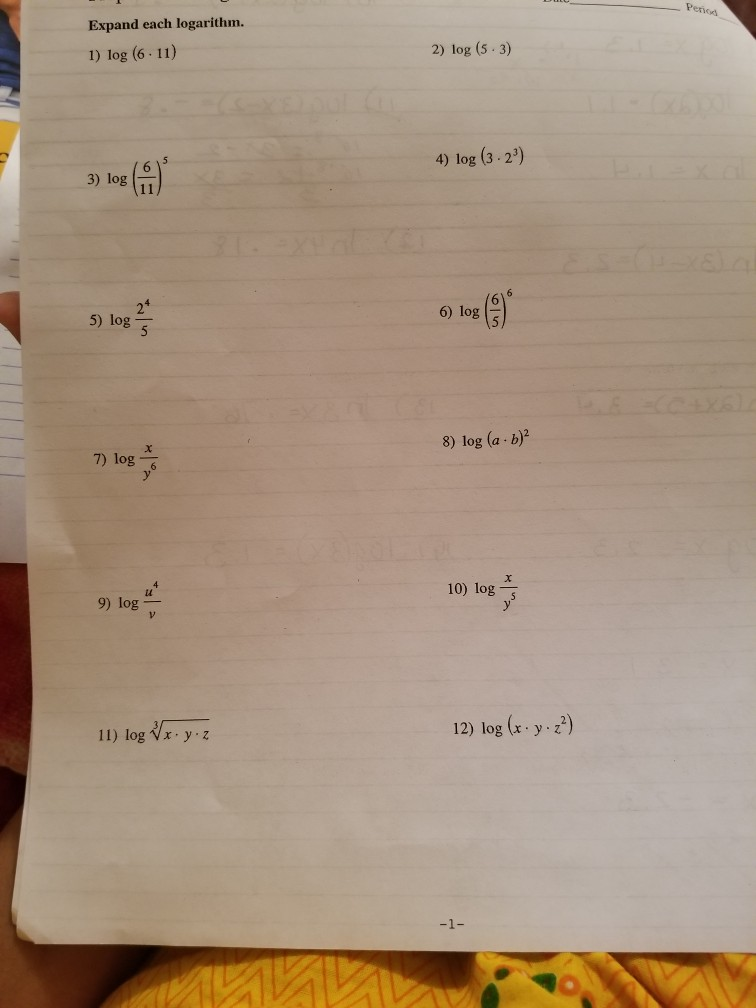 Solved Period Expand each logarithm. 1) log (6.11) 2) log (5 | Chegg.com