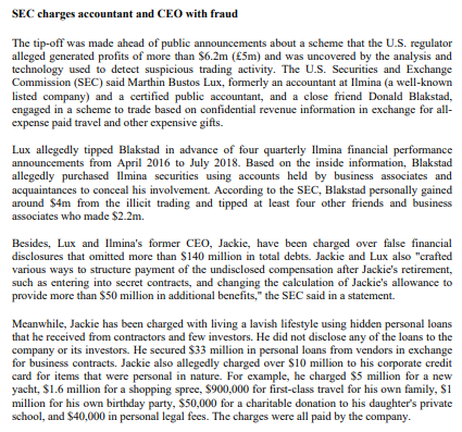 Solved SEC charges accountant and CEO with fraud The tip-off | Chegg.com