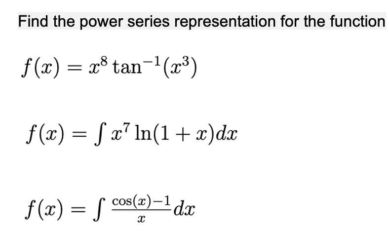Solved Find the power series representation for the function | Chegg.com
