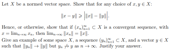 Solved Let X be a normed vector space. Show that for any | Chegg.com