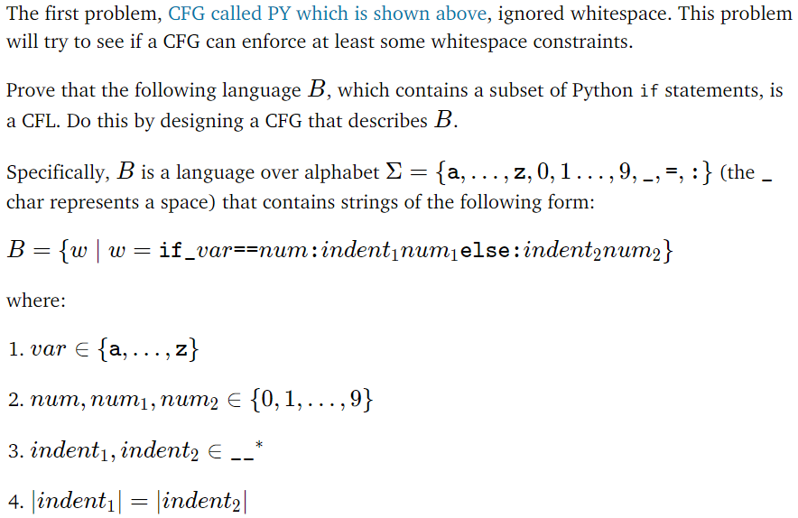 Here's a CFG, called PY, representing a small | Chegg.com