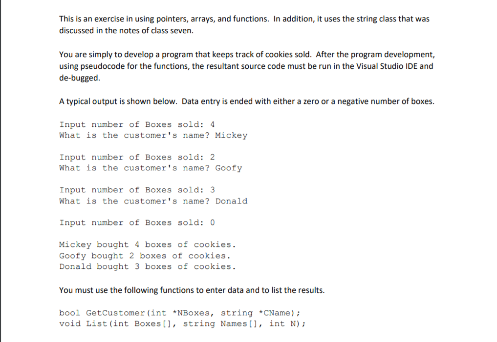 Solved This is an exercise in using pointers, arrays, and | Chegg.com