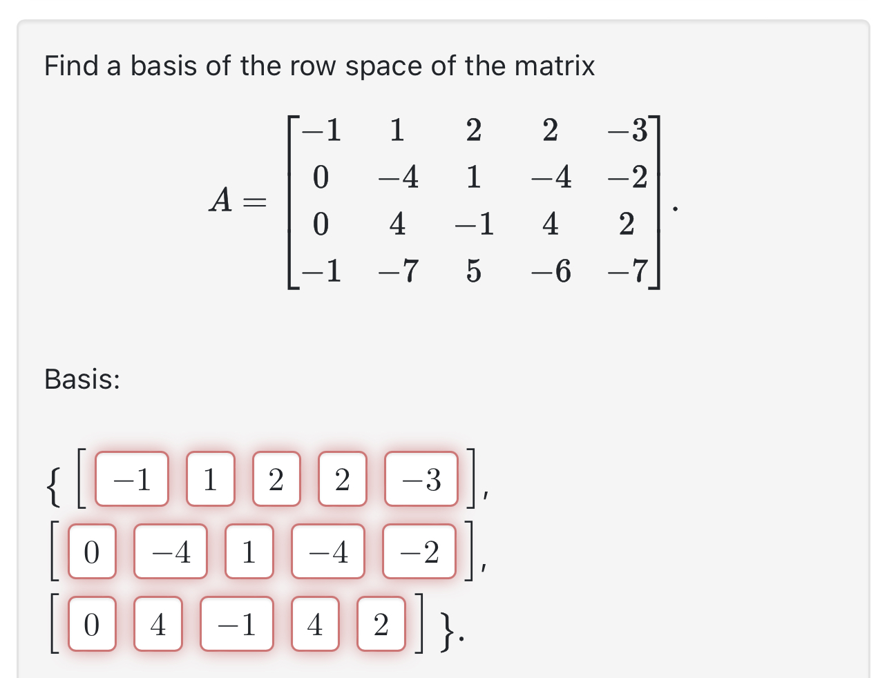 Solved Find a basis of the row space of the | Chegg.com