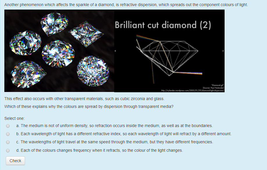 Solved Another phenomenon which affects the sparkle of a | Chegg.com