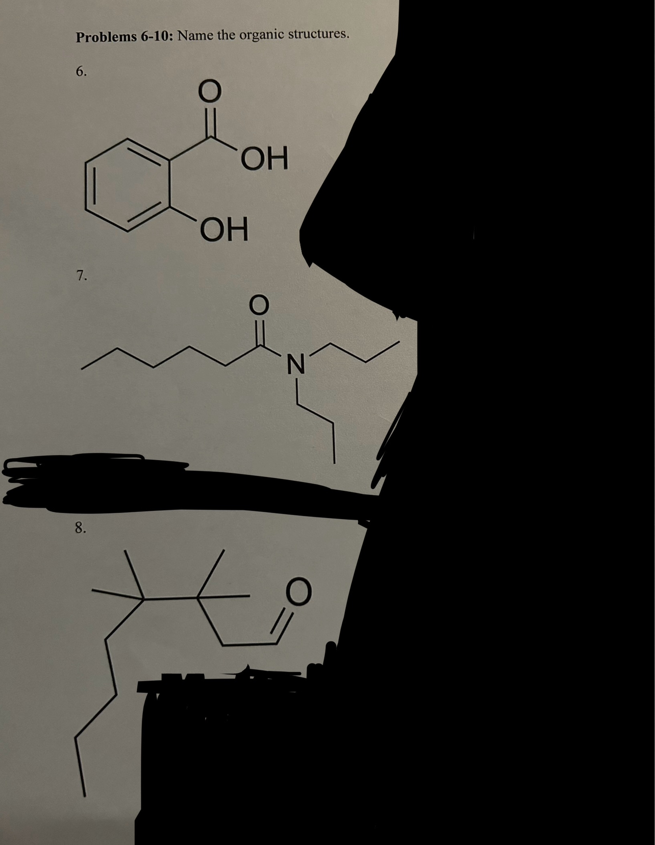 Solved Problems 6-10: Name the organic structures. | Chegg.com