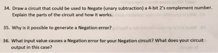Solved 34. Draw a circuit that could be used to Negate | Chegg.com