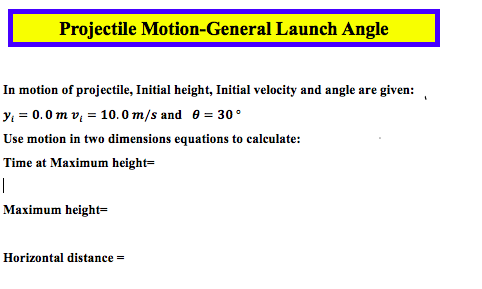 Solved Projectile Motion-General Launch Angle In motion of | Chegg.com