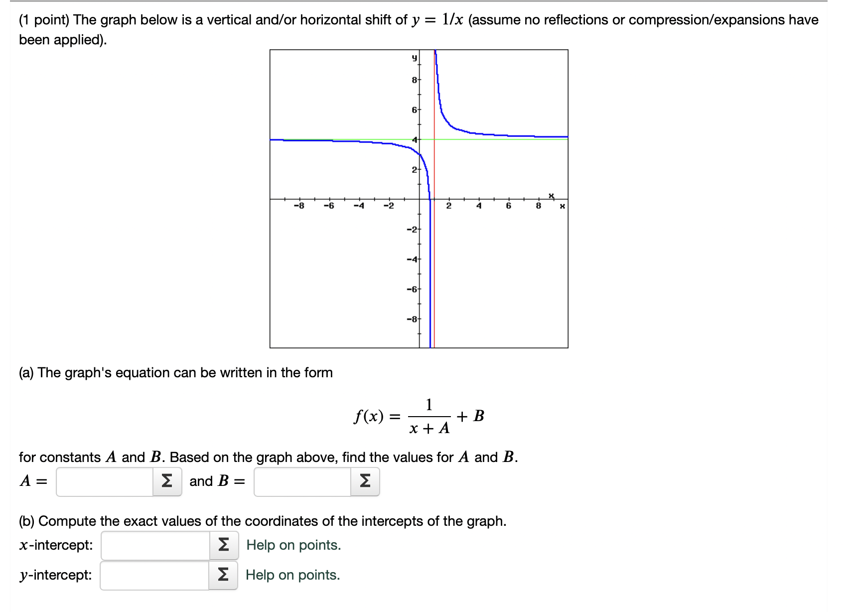 Solved (1 ﻿point) ﻿The graph below is a vertical and/or | Chegg.com