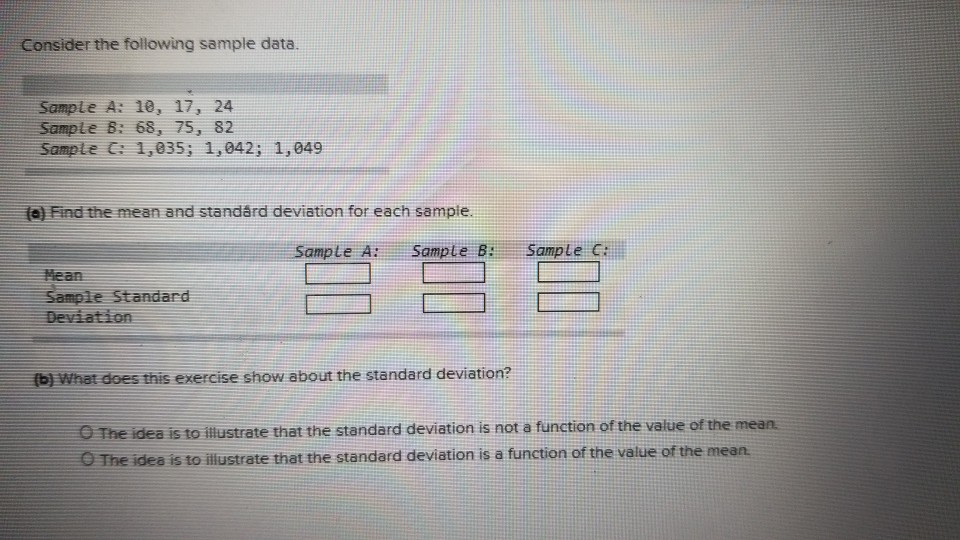 Solved Consider the following sample data. Sample A: 10, 17, | Chegg.com
