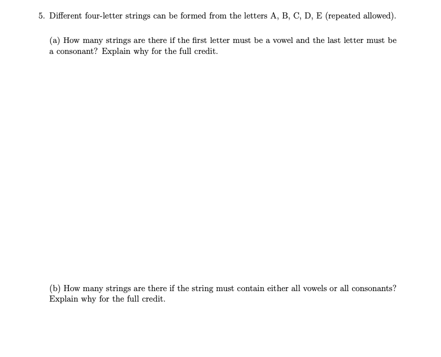 Solved 5. Different four-letter strings can be formed from | Chegg.com