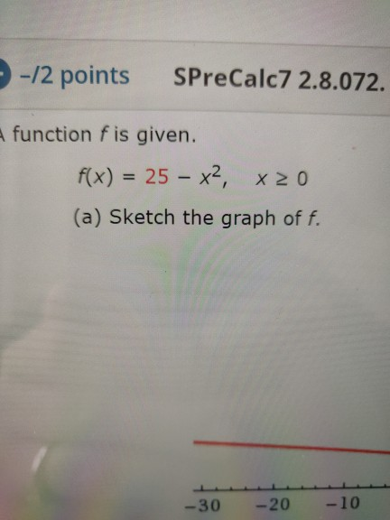 Solved --/2 points SPreCalc7 2.8.072. function f is given. | Chegg.com