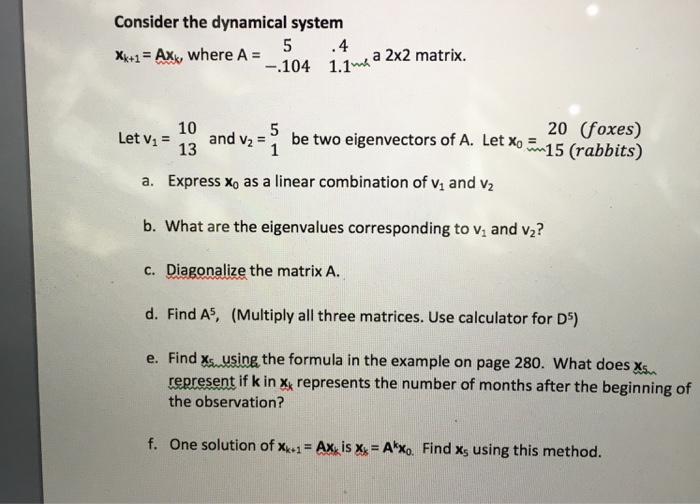 Solved Consider The Dynamical System Xk 1 Ak Where A