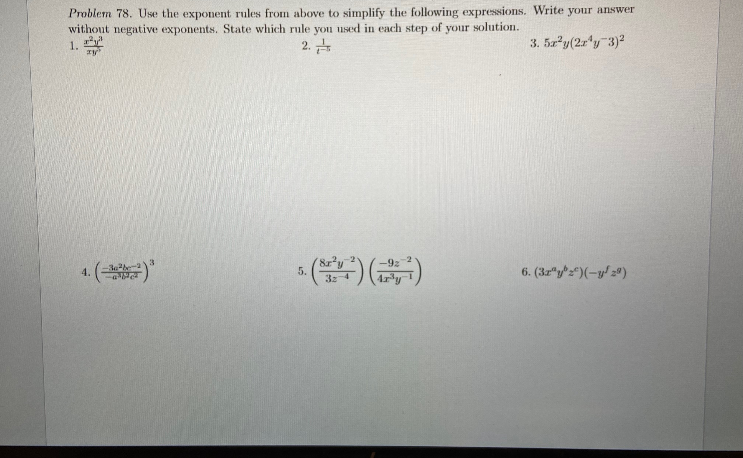 Solved Problem 78. ﻿Use the exponent rules from above to | Chegg.com