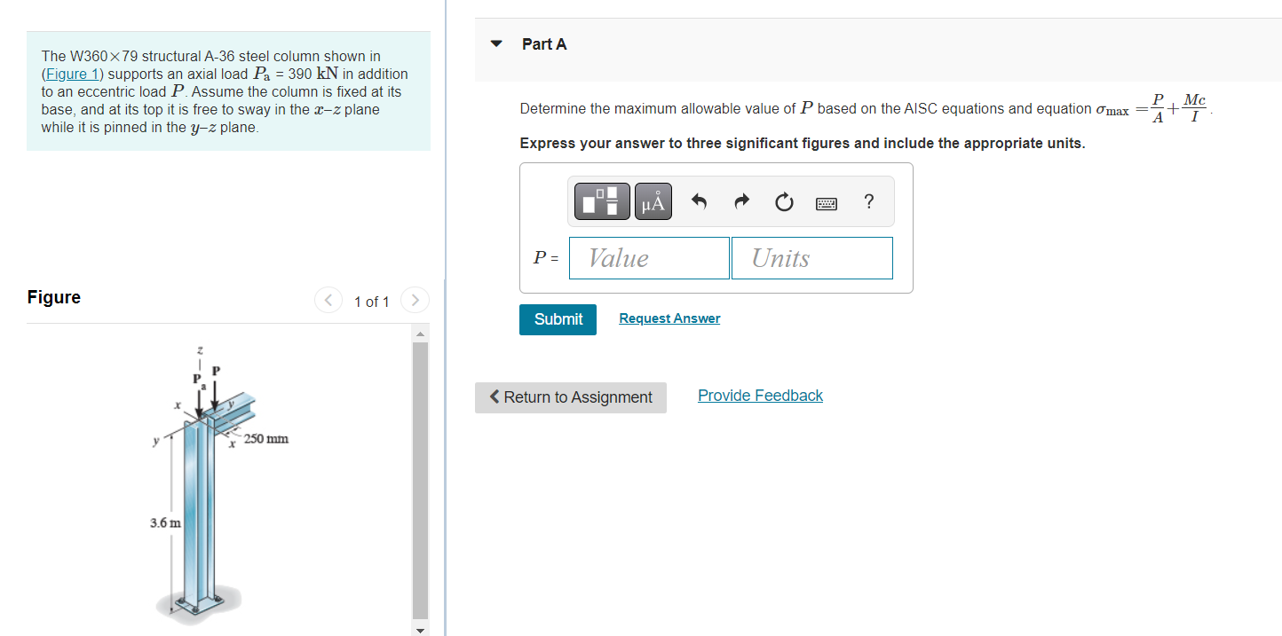 Solved The W 360×79 structural A-36 steel column shown in | Chegg.com