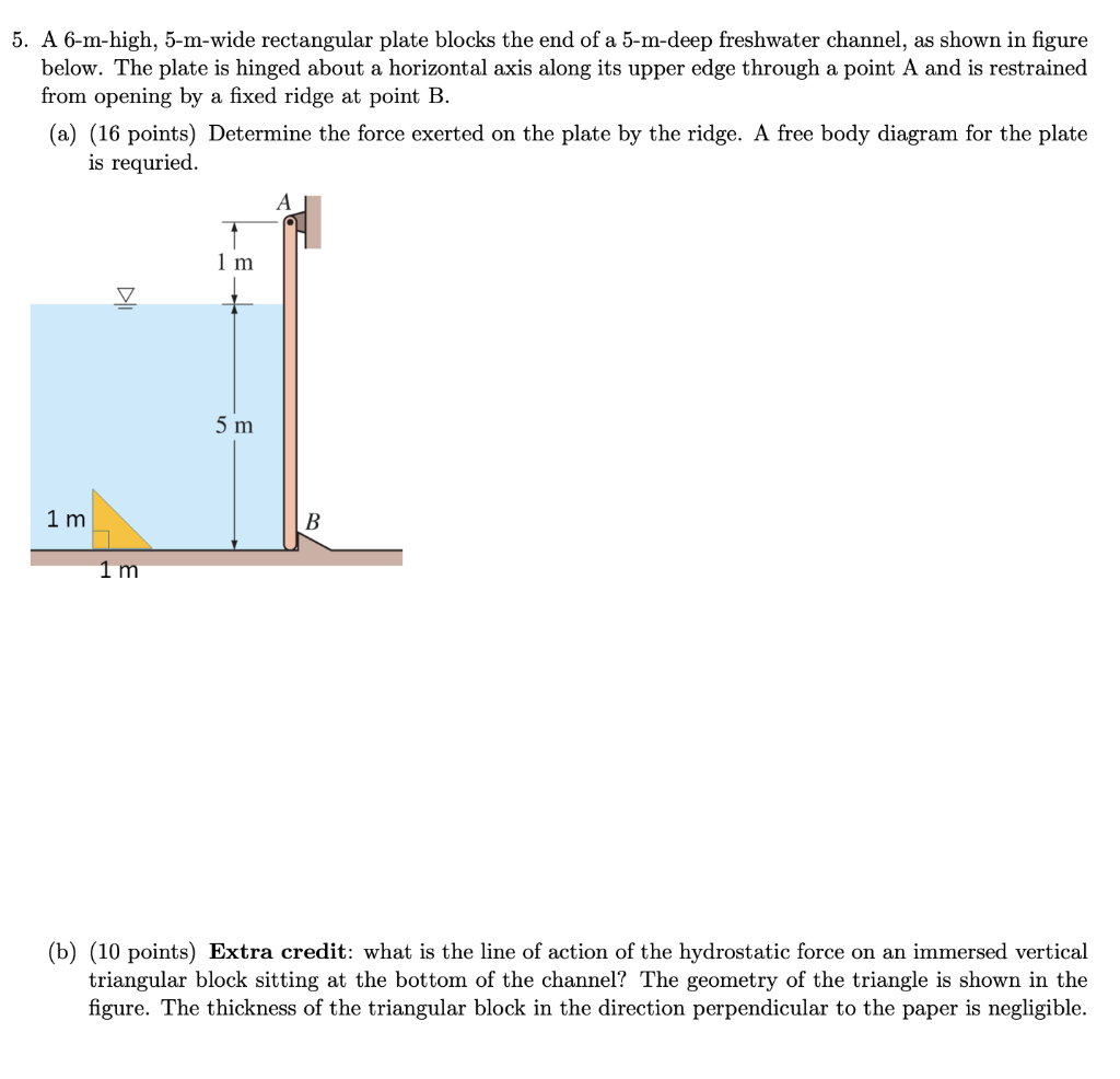 Solved 5. A 6-m-high, 5-m-wide rectangular plate blocks the | Chegg.com