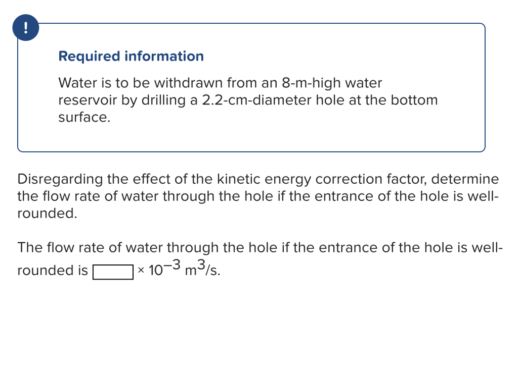 Solved Required information Water is to be withdrawn from an | Chegg.com