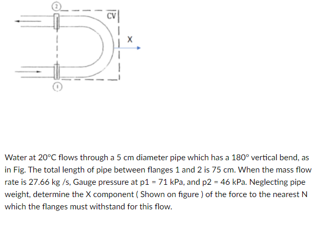 Solved - 1 Water at 20°C flows through a 5 cm diameter pipe | Chegg.com