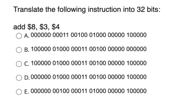 Solved Translate the following instruction into 32 bits: add | Chegg.com