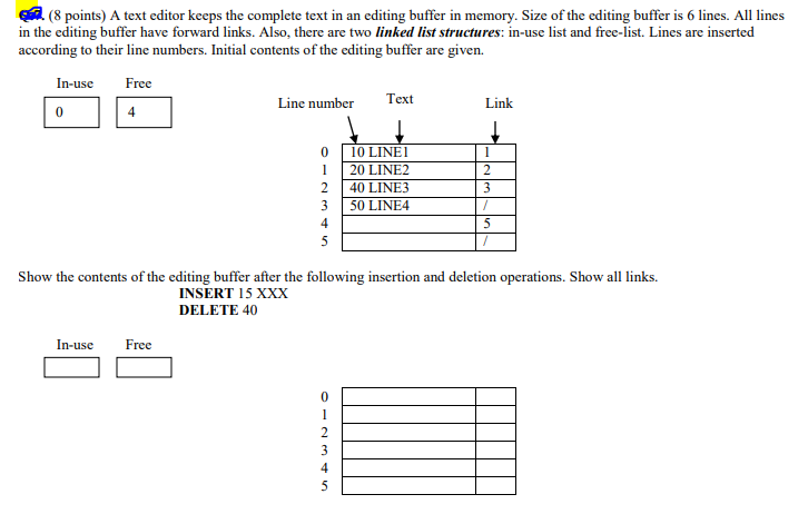 (8 points) A text editor keeps the complete text in | Chegg.com