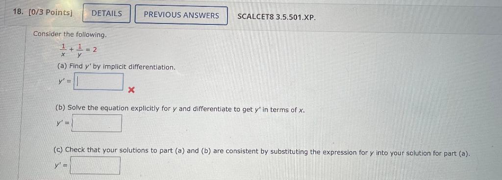 Solved 18. [0/3 Points] DETAILS PREVIOUS ANSWERS SCALCET8 | Chegg.com