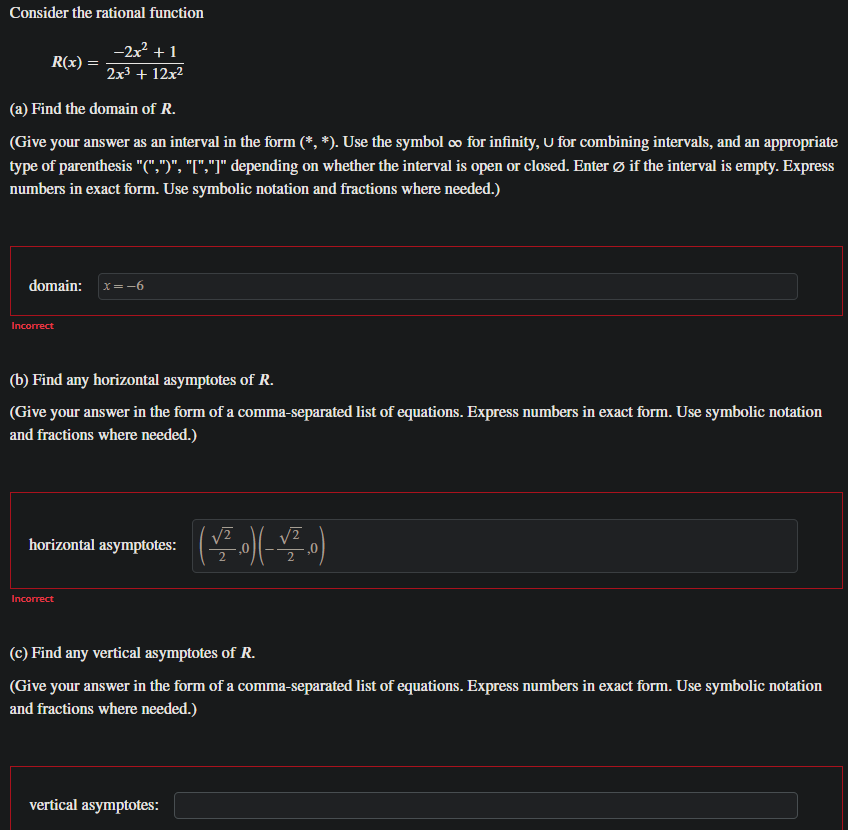 Solved Consider the rational function R(x)=2x3+12x2−2x2+1 | Chegg.com