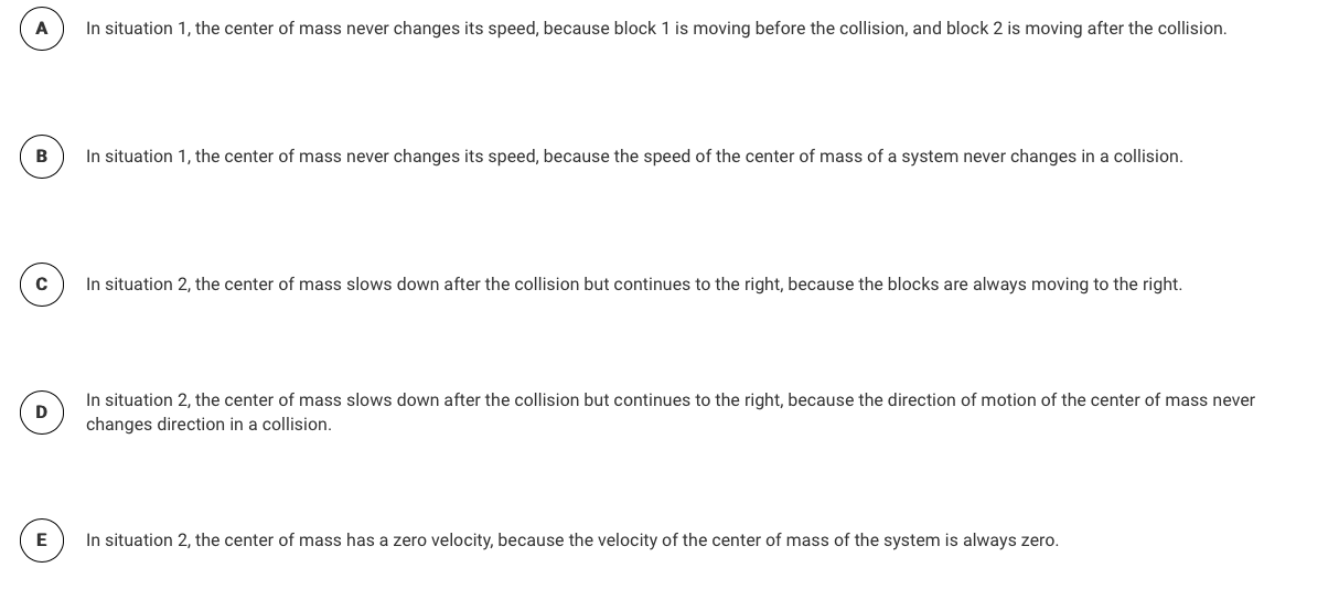 Solved Situation 1 Before Collision v=0 Block 1 Block 2 | Chegg.com